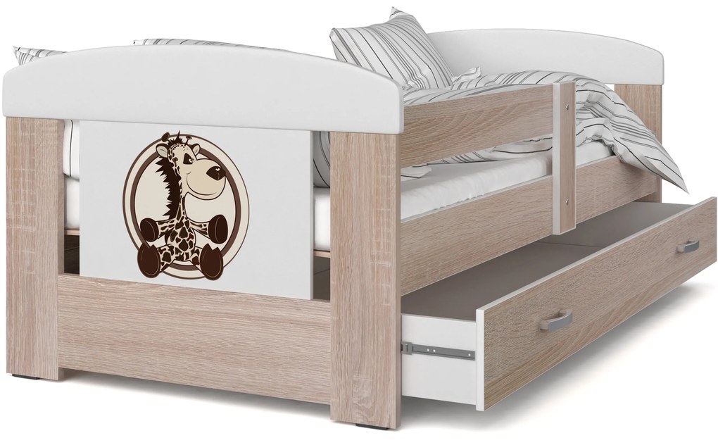 Svět pokojů Dětská postel Fanda s úložným prostorem - ŽIRAFA Rozměr: 160x80 cm, Matrace: Ne, Barva dílů: bílá