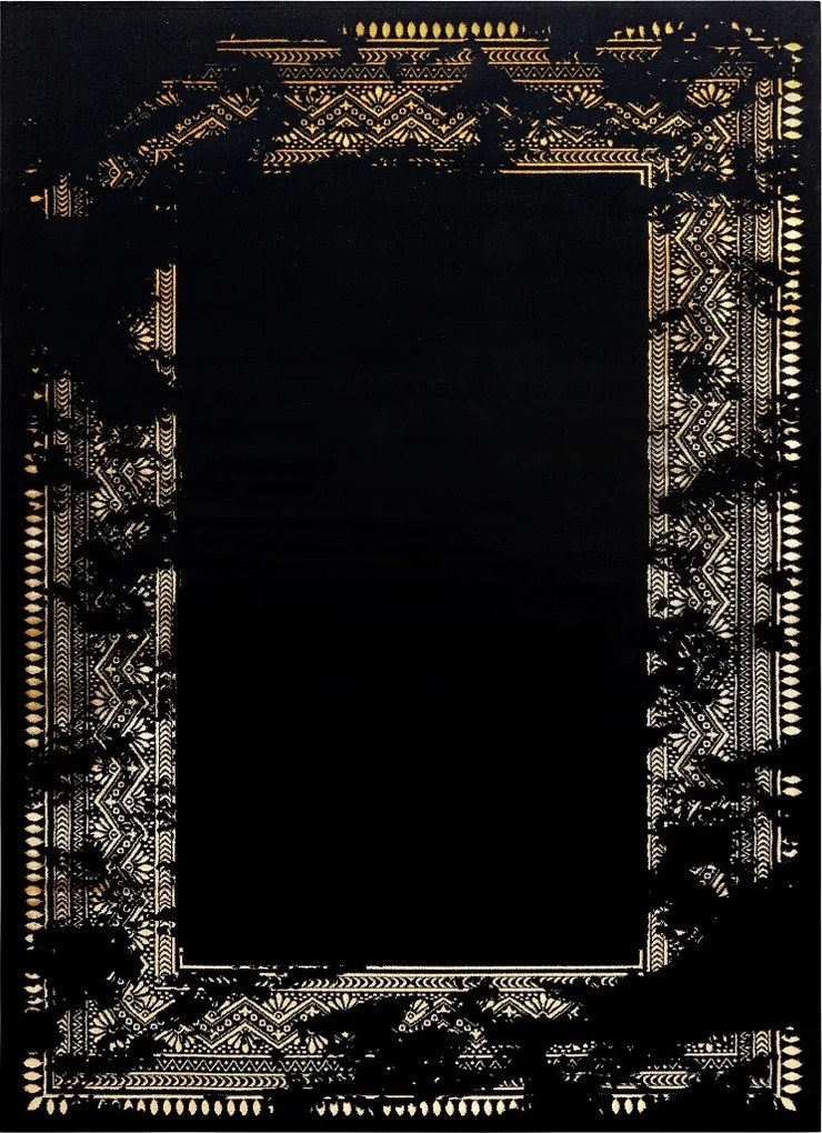 Dywany Łuszczów, AKCE: 200x290 cm Kusový koberec Gloss 408C 86 glamour black/gold, černá, chodba / předsíň
