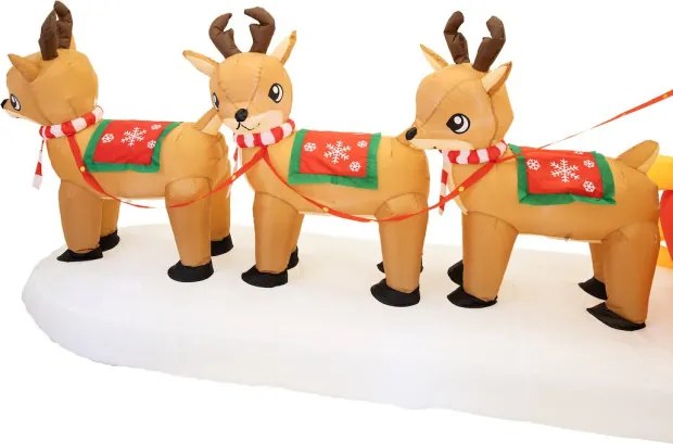 Nafukovací Santa Claus v saních se sobíky 390 cm