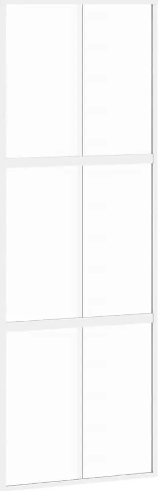 Posuvné dveře bílé 76 x 205 cm tvrzené sklo a hliník 155216