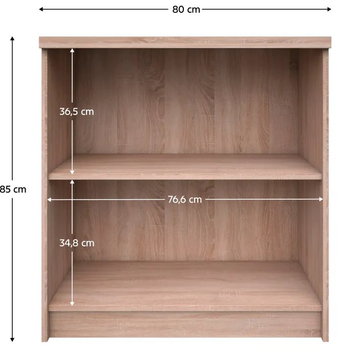Kondela Regál otevřený nízký 80, dub sonoma, TOPTY TYP 28