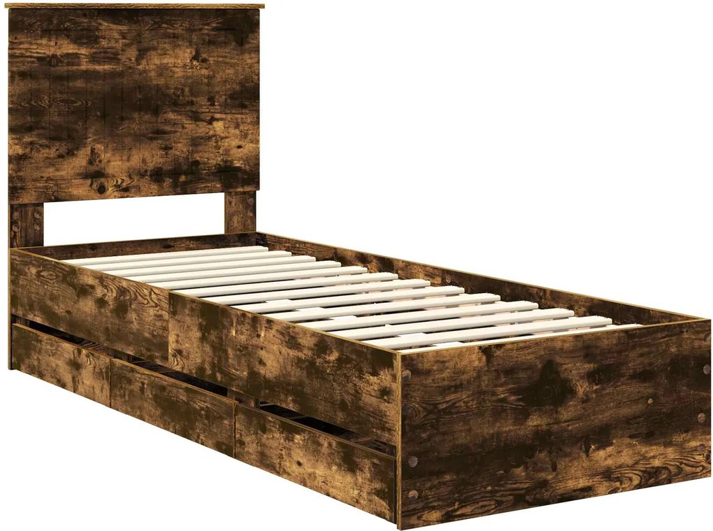 Rám postele s čelo Kouřový dub 75 x 190 cm Inženýrské dřevo 3411170