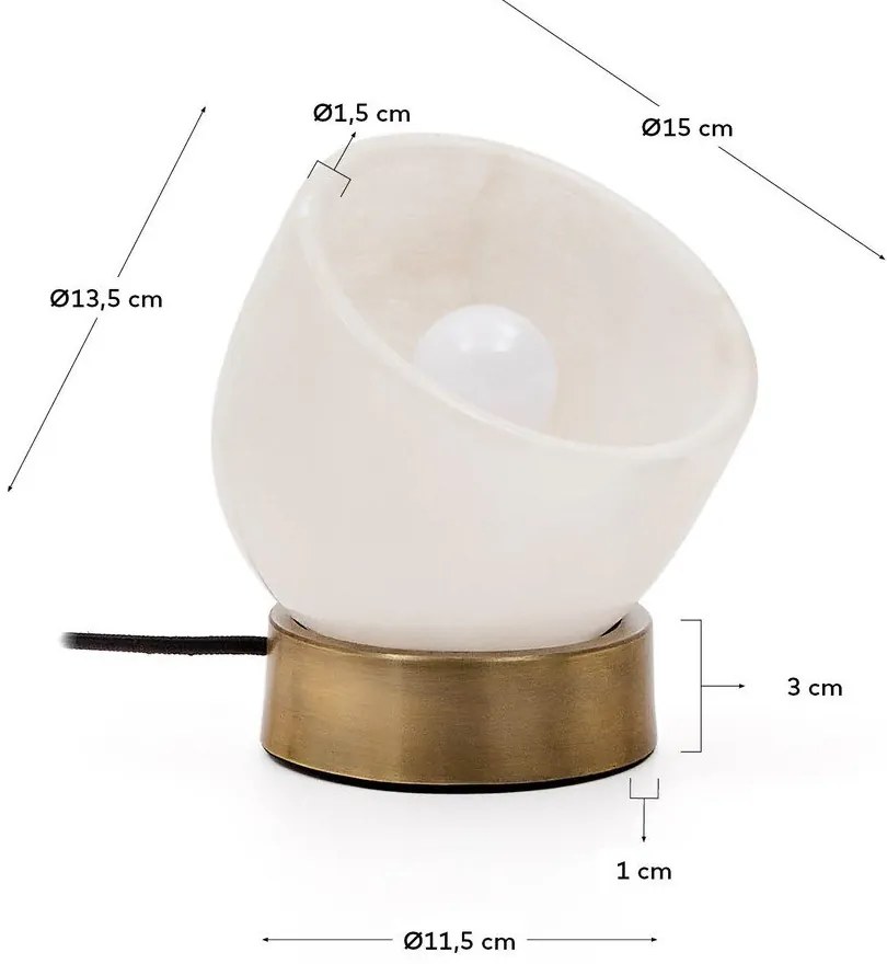 Krémová/v mosazné barvě stolní lampa (výška 17 cm) Shenli – Kave Home