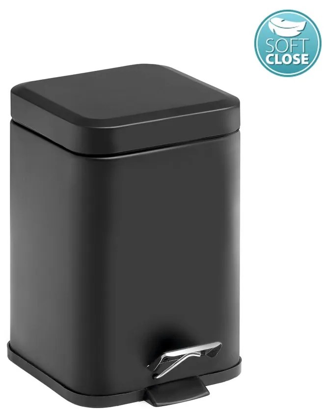 Gedy, ARGENTA Odpadkový koš 3l, Soft Close, černá matná, 220914