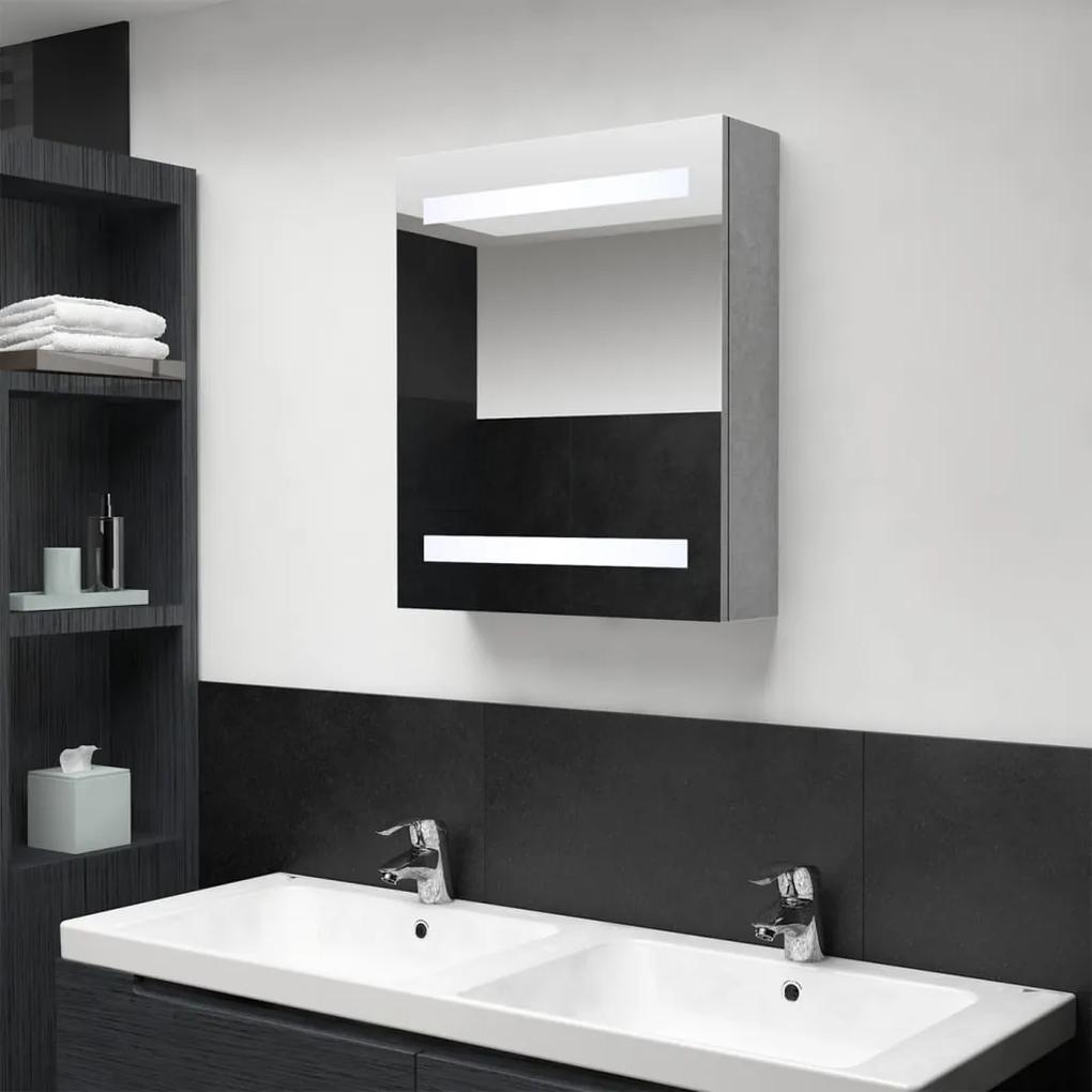 LED koupelnová skříňka se zrcadlem betonově šedá 50x14x60 cm,  326479