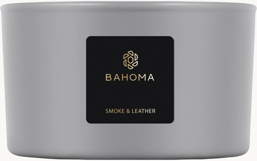 Vonná svíčka se třemi knoty Smoke & Leather (freesie, lipový květ)