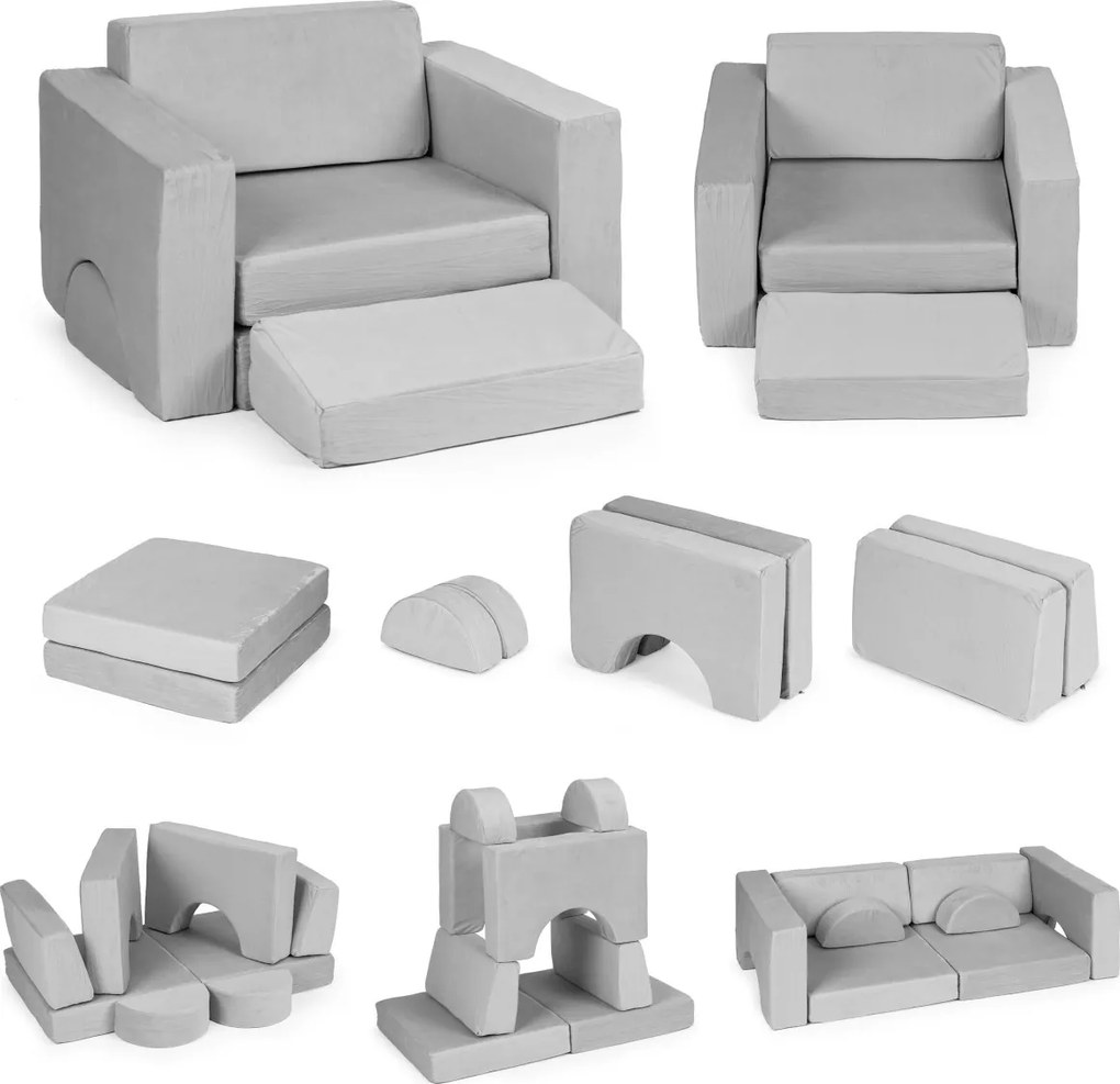 Dětské modulární křeslo DIY šedé