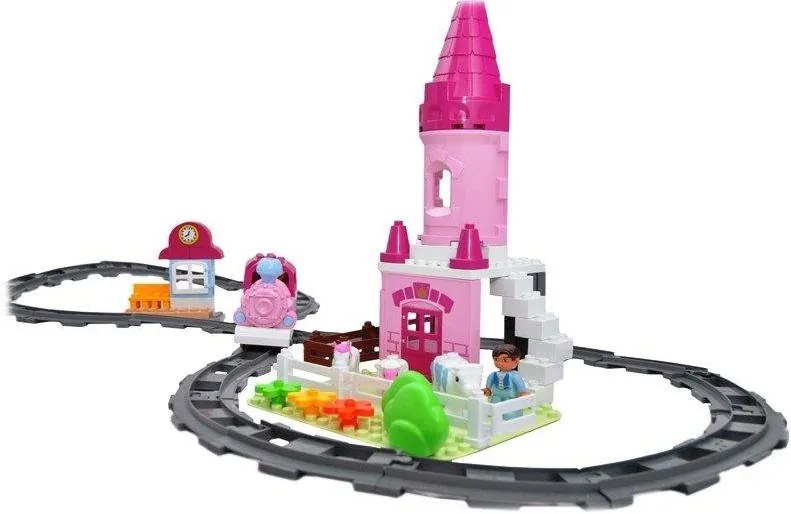 Blocki Mubi stavebnice Vláček - pohádkový zámek typ LEGO DUPLO 83 dílů se světlem a zvukem