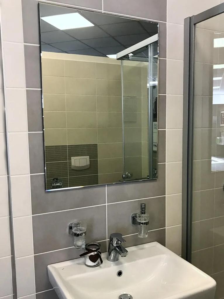 Amirro Zrcadlo na chodbu zeď do koupelny předsíně nalepovací s ozdobnou hranou GLOSSY 60 x 80 cm se strmou fazetou 712-925