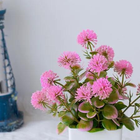 Bytová dekorace - rostlina v květináči umělá - výška 11 cm Barvy: Růžová