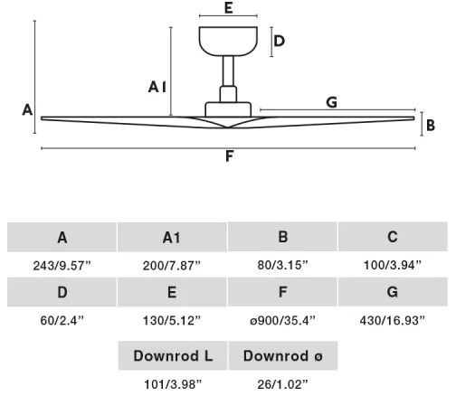 FARO 33825WT - Stropní ventilátor HEY S černá pr. 90 cm WT + dálkové ovládání