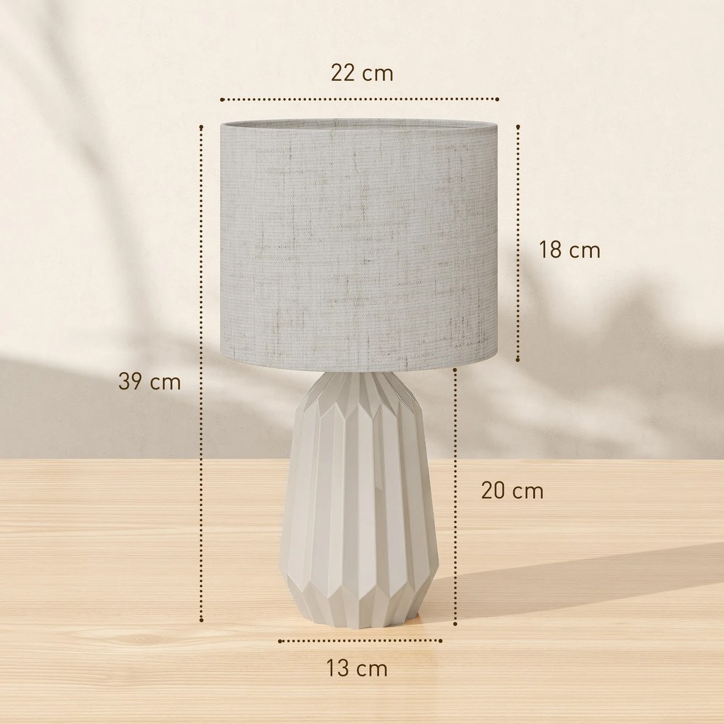 HOMCOM Stolní lampa, lampička na stůl, noční lampička s lněným stínidlem, kolébkový spínač, lampička na psací stůl, 22 x 39 cm, béžová