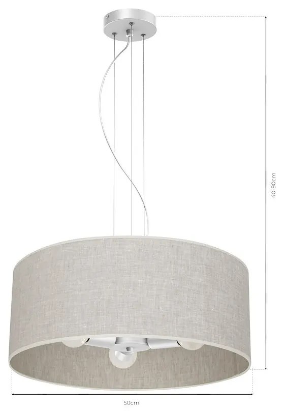 Závěsné svítidlo Lino, 1x lněné stínítko, (fi 50cm), w