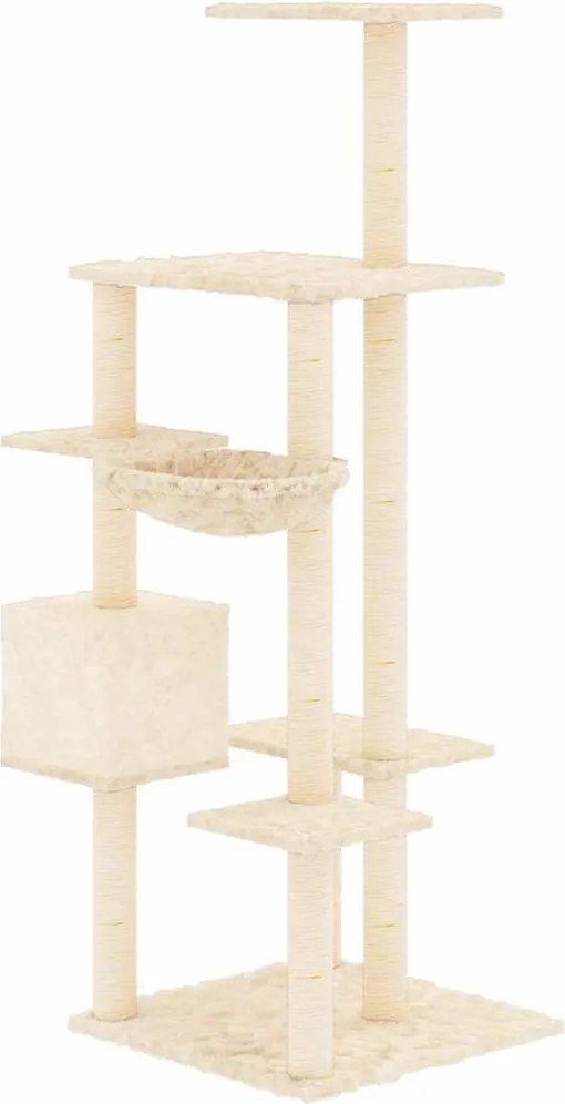 Škrabadlo pro kočky se sisalovými sloupky krémové 142 cm 171591
