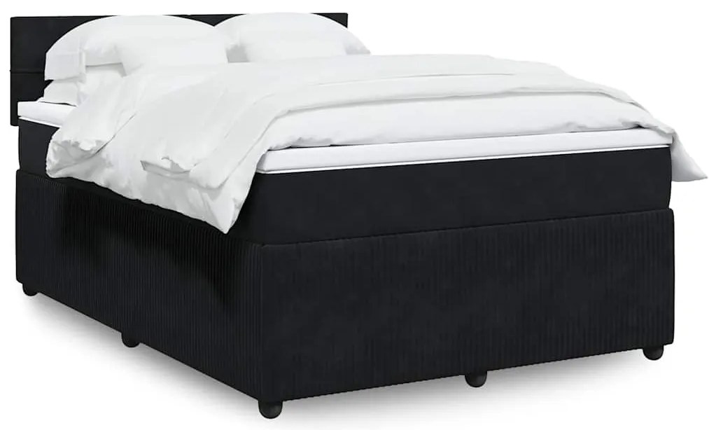 Box spring postel s matrací černá 160x200 cm samet 3287784