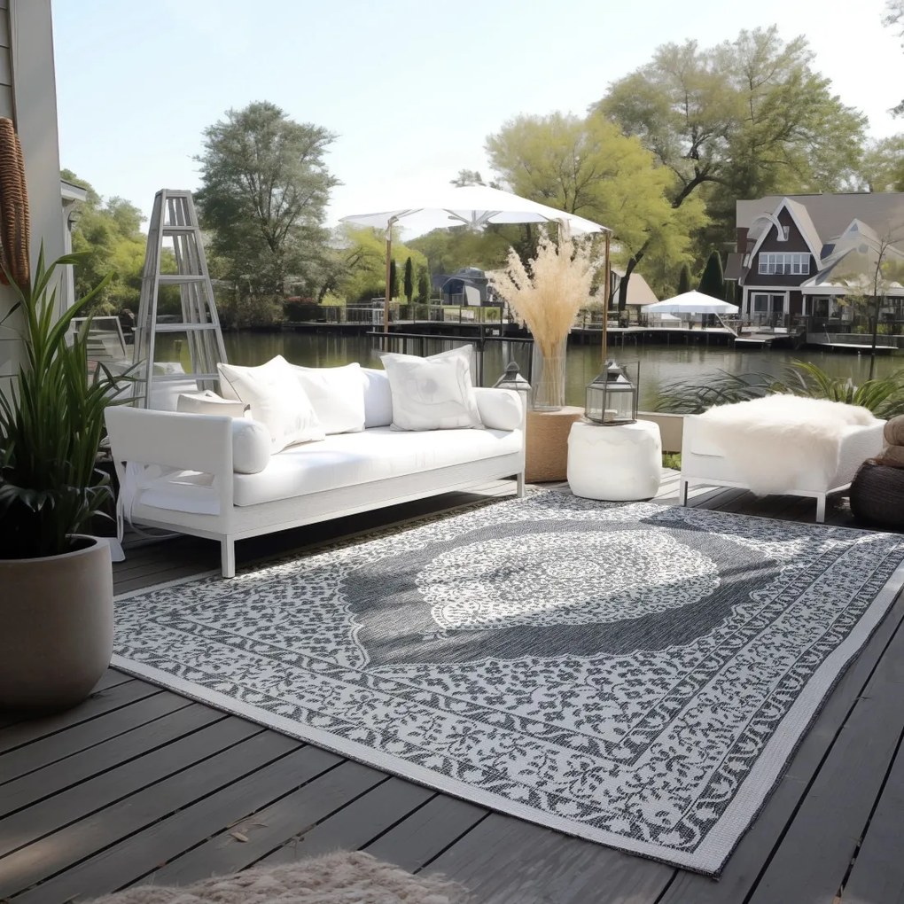 ELLE Decoration, Kusový koberec Gemini 106023 Silver z kolekce Elle – na ven i na doma, 160x230, šedá, chodba / předsíň
