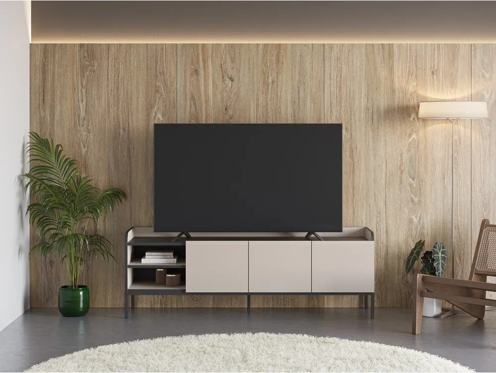 Krémový TV stolek 160x55x42 cm Adara – Marckeric