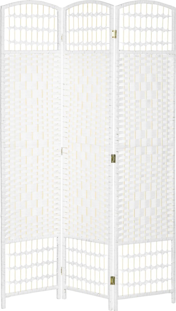 HOMCOM 3-panelová příčka 120x170 cm skládací rozdělení místnosti s dekorací z papírního lana a dřevěným rámem pro ložnici a obývací pokoj