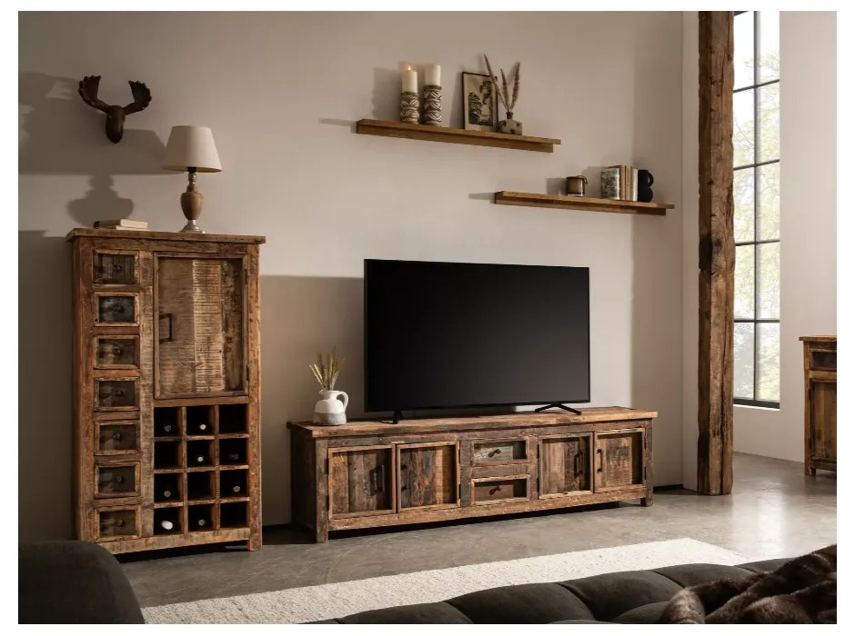 Massive home | TV stolek Sumatra 4 dveře - recyklované dřevo