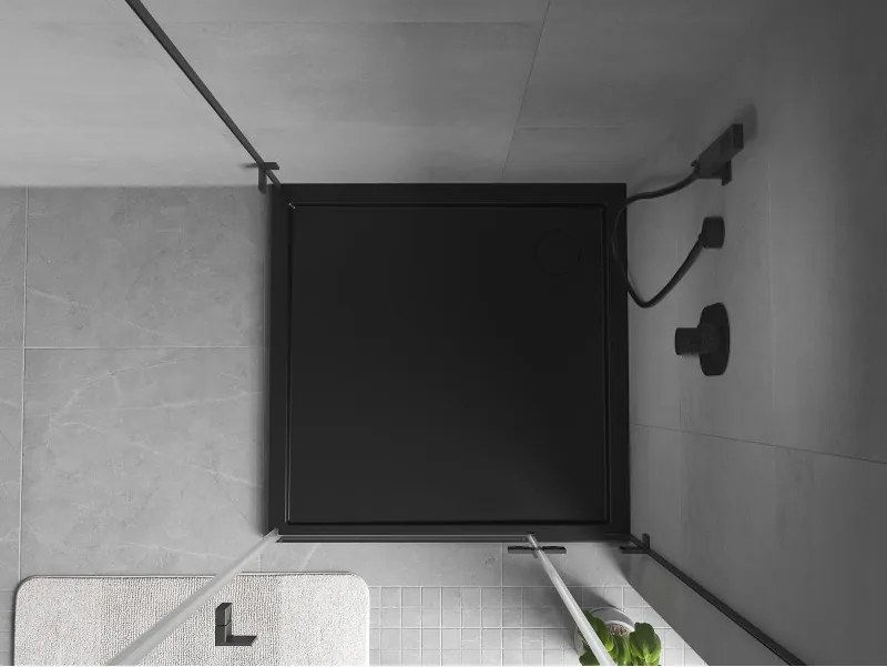 Mexen Flow, čtvercová sprchová vanička slim 75 x 75 cm, černá matná, 46S707575