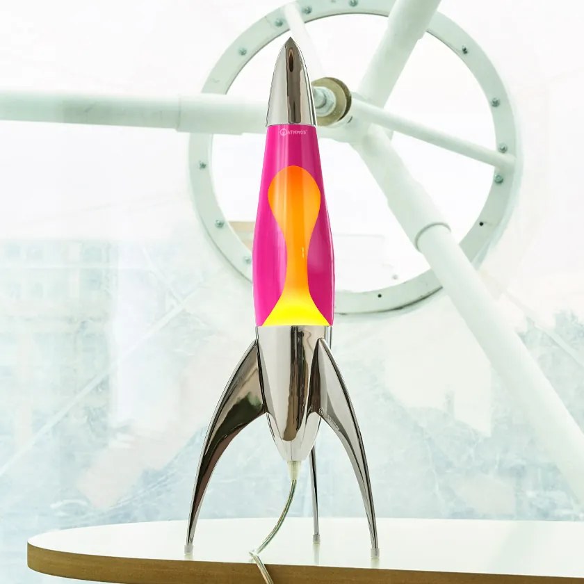 Mathmos Telstar, originální lávová lampa, 1x28W, růžová se žlutou lávou, 50cm