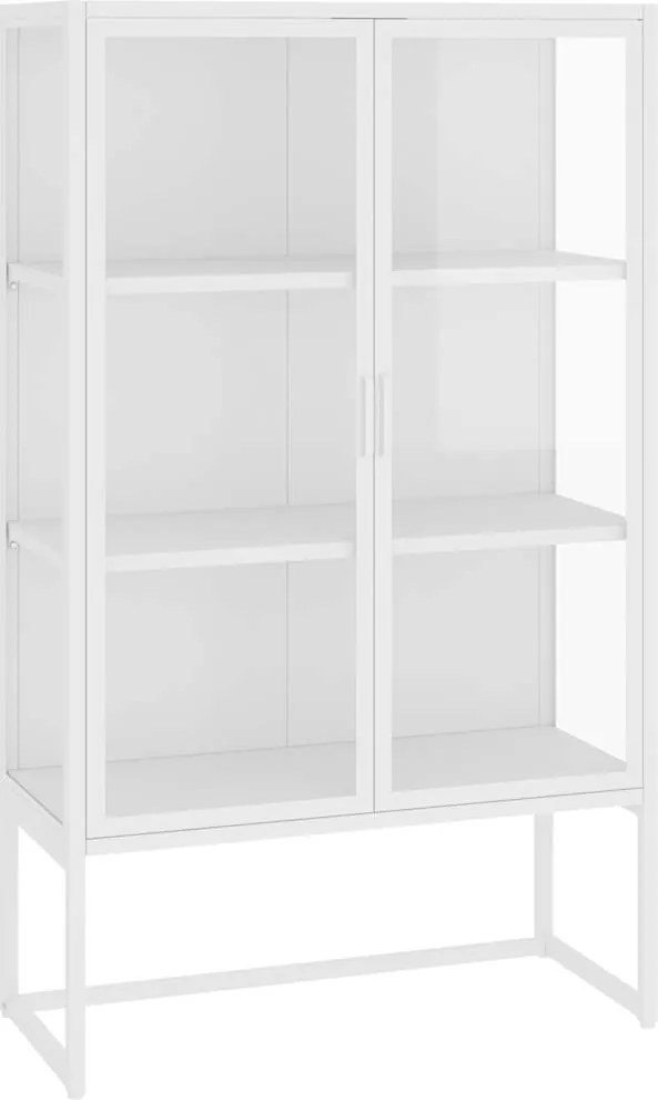 Komoda bílá 80 x 35 x 135 cm ocel a tvrzené sklo 335884