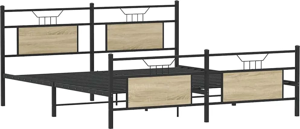 Kovový rám postele bez matrace dub sonoma 183 x 213 cm 3325099