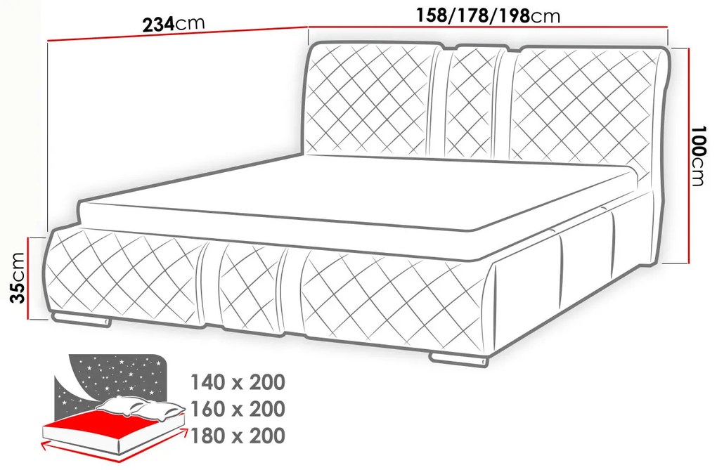 Čalouněná manželská postel 160x200 ZOILA - bílá ekokůže