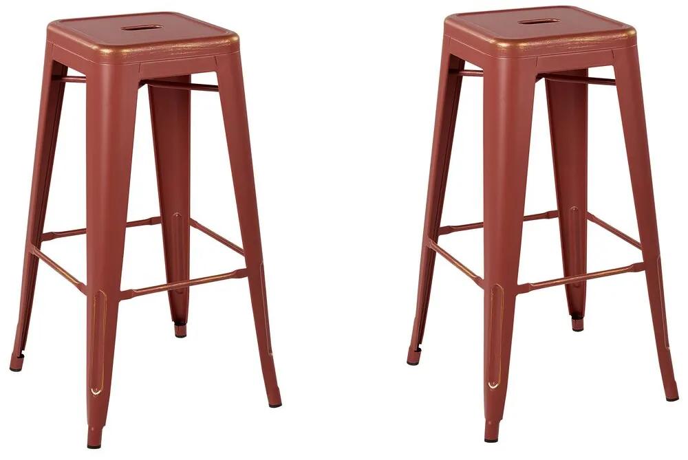 Sada 2 ocelových barových stoliček 76 cm červené/zlaté CABRILLO Beliani