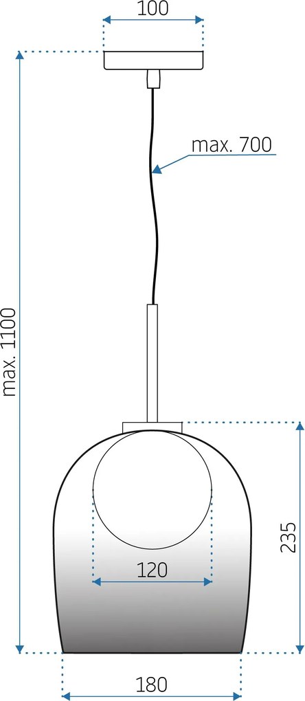 Toolight - stropní skleněná lampa G9 25W APP1026-1CP, černá, OSW-09484