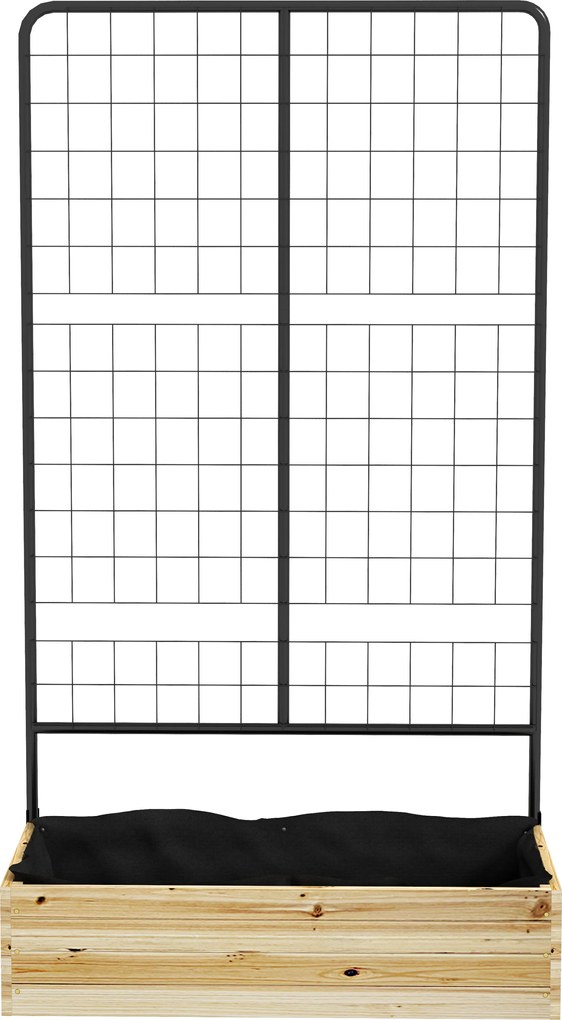 Vyvýšený záhon Outsunny s podpěrou pro šplhání, truhlík z přírodního dřeva, bylinkový záhon a květinový truhlík pro zahradu a balkon, 80 x 38 x 145 c…