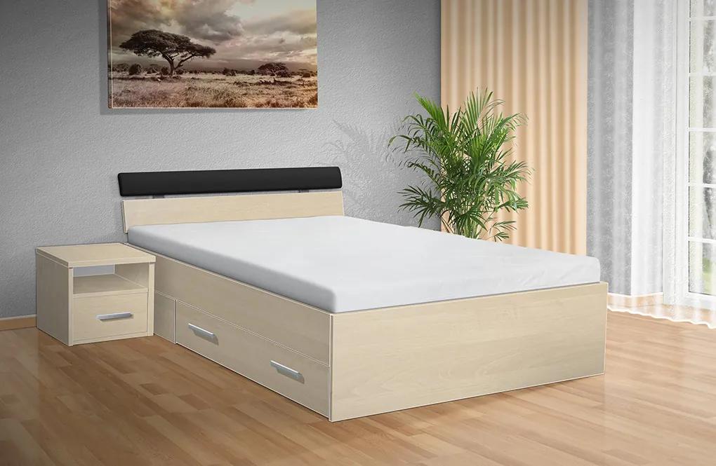 Nabytekmorava postel s úložným prostorem RAMI - M 120x200 cm barva lamina: Bříza 1715,MATRACE 15cm PUR