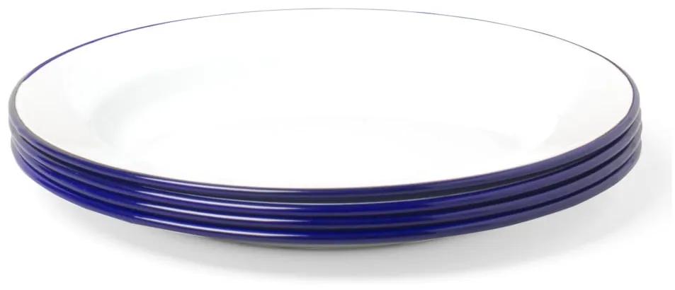 Sada 4 modro-bílých smaltovaných talířů Falcon Enamelware