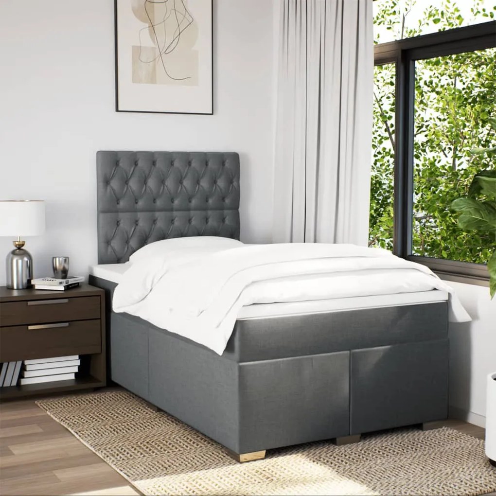 Box spring postel s matrací tmavě šedá 120x190 cm textil 3292735