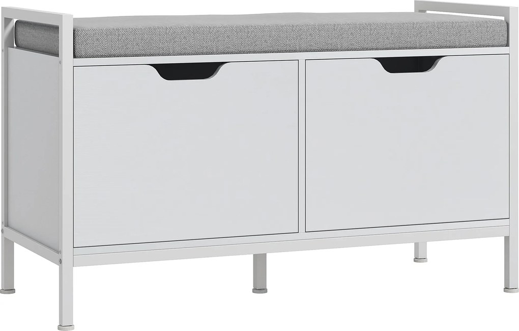 HOMCOM Lavice na boty se sedákem s odnímatelným polstrováním pro 4 páry bot - Lavice do předsíně, chodby, obývacího pokoje 84x35x50 cm Bílá