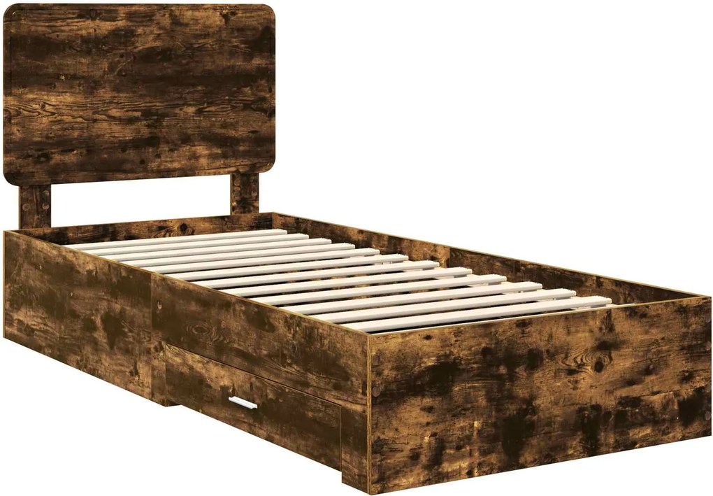 Rám postele s čelo Kouřový dub 90 x 190 cm Kompozitní dřevo 3412841