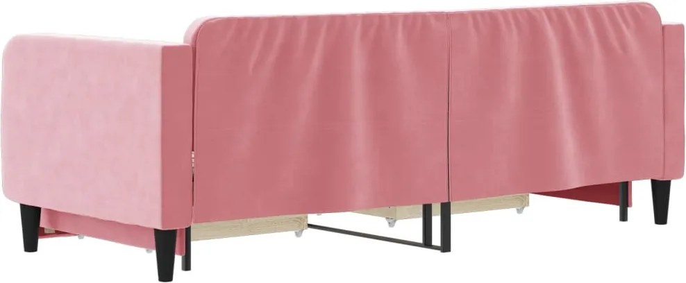 Válenda s přistýlkou a zásuvkami růžová 80 x 200 cm samet 3197107