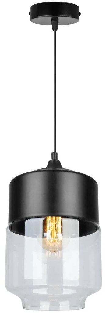 Závěsné svítidlo OSLO 1, 1x černé/transparentní skleněné stínítko