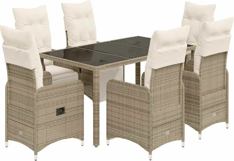 7dílný zahradní bistro set s poduškami hnědý polyratan 3277212