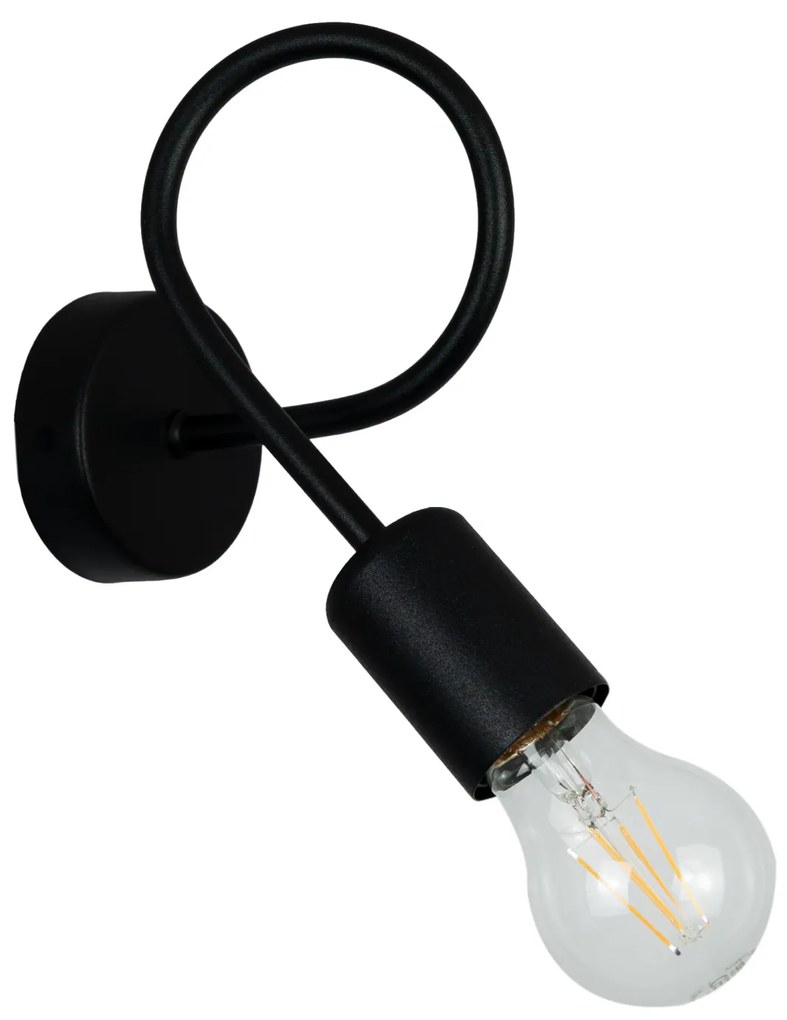 Light for home - Nástěnné kovové světlo ve stylu Loft - černé matové provedení, 1xE27/60W, E27, Černá