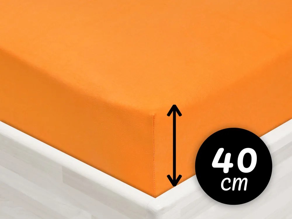 Jersey napínací prostěradlo na extra vysokou matraci JR-006 Oranžové 100 x 200 - výška 40 cm