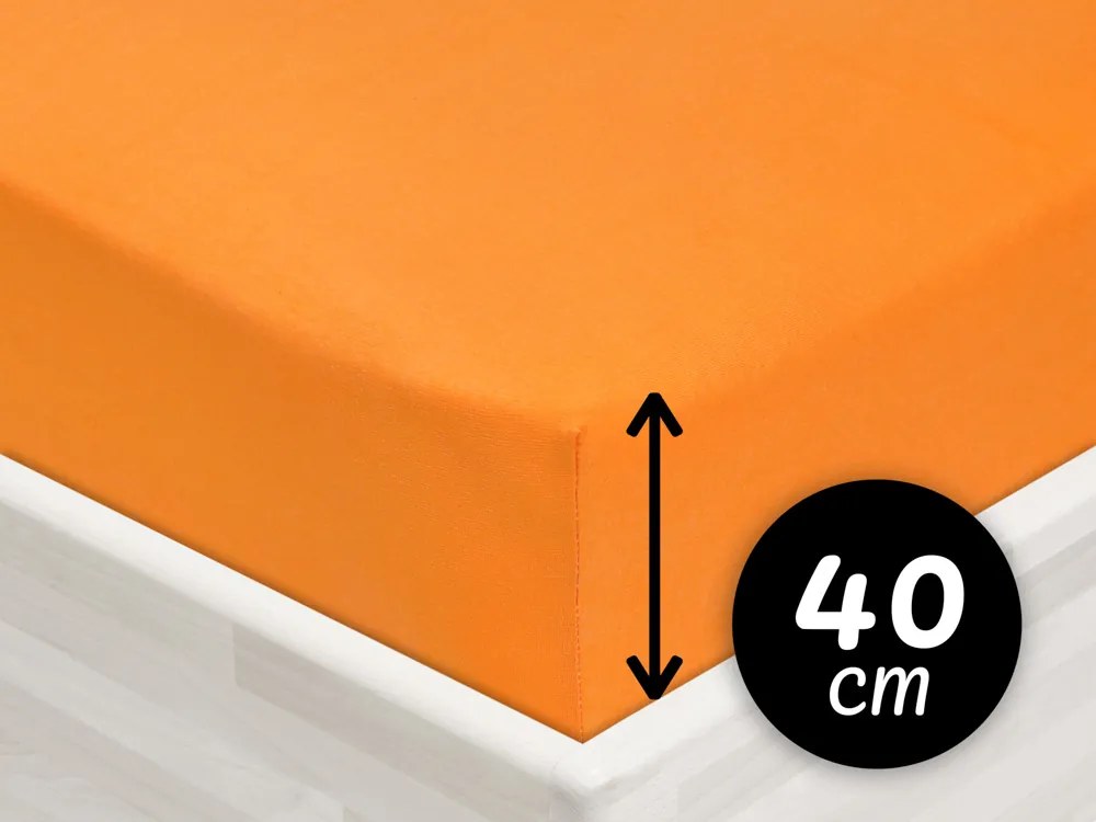 Jersey napínací prostěradlo na extra vysokou matraci JR-006 Oranžové 140 x 200 - výška 40 cm