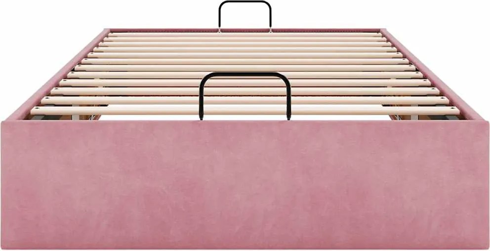 Osmanský rám postele bez matrace růžová 100x200 cm samet 3310948