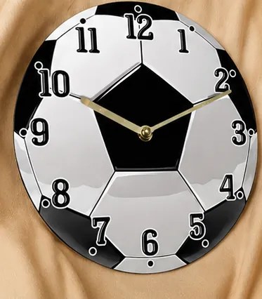nástěnné hodiny, kulaté, akryl, 20x20 cm, vzor fotbal, Dekorino HN20260017