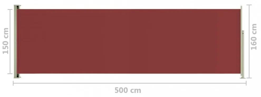 Zatahovací boční markýza 160x500 cm Dekorhome Červená