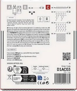 Propojovací vánoční řetěz bez zdroje EMOS Connecting D1AC03 ZY1925 100LED 10m studená bílá