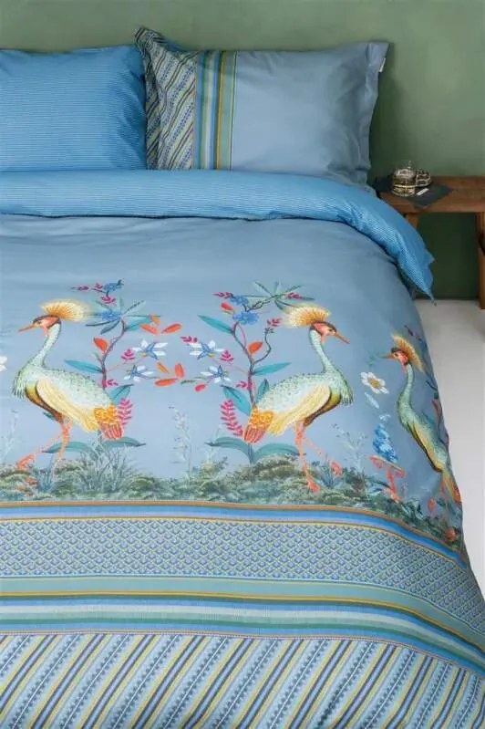 Pip Studio perkálové povlečení Flirting Birds Blue světle modré 200x200 + 2x 70x90 cm