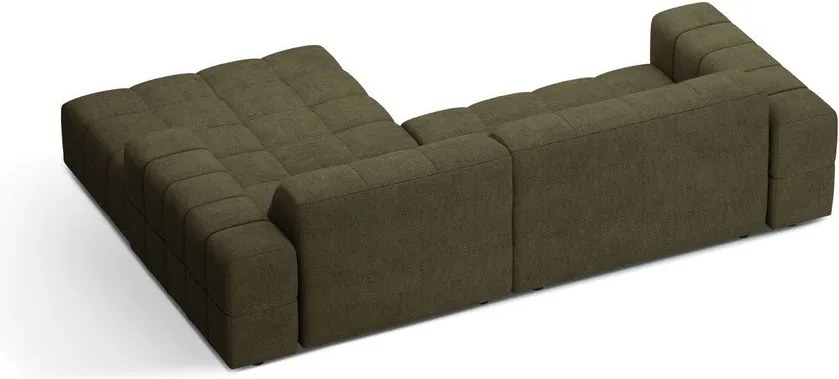 Khaki žinylková rohová pohovka (pravý roh/s lenoškou) Chicago – Cosmopolitan Design