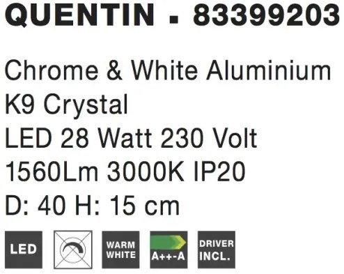 LED stropní svítidlo Quentin 40 Čirá
