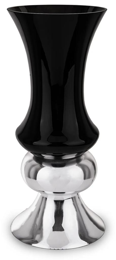 Skleněná váza na stříbrné noze 40 cm 142214